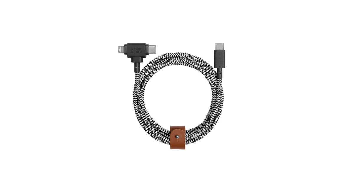 Native Union Belt Cable Duo USB-C to USB-C i Lightning 1,5m Zebra ...