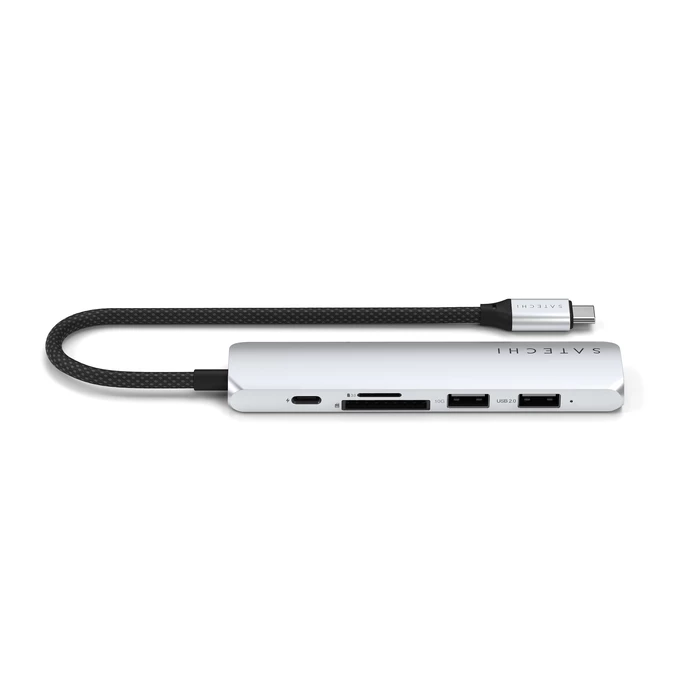 Satechi 6-in-1 USB-C Slim Multiport Adapter Srebrny - przejściówka USB-C - Sklep iSpot.pl