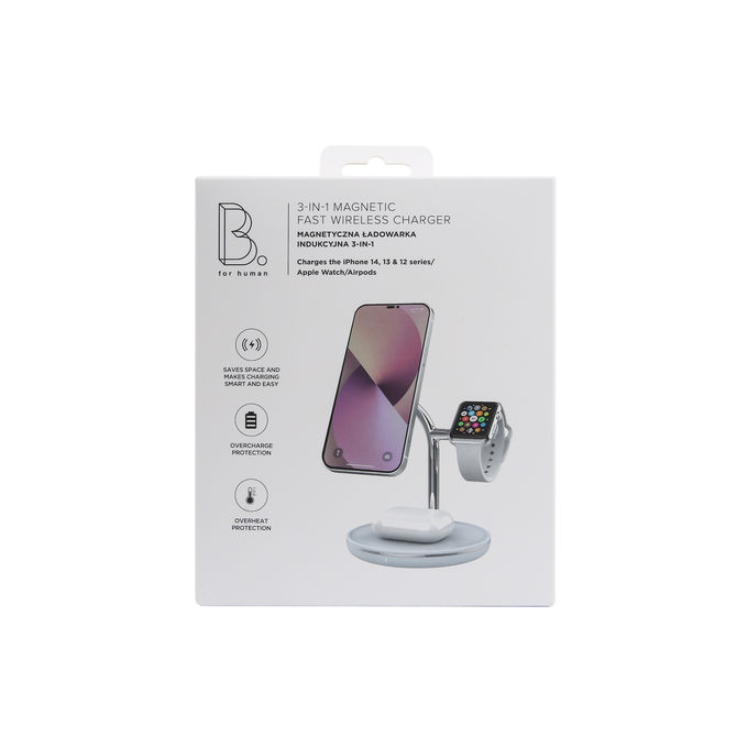 B.On 3-in-1 Magnetic Wireless Charger Magsafe White - ładowarka indukcyjna - Sklep iSpot.pl